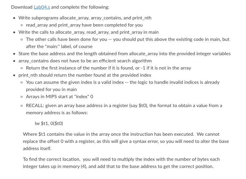 Download Lab04.s and complete the following: • Write | Chegg.com