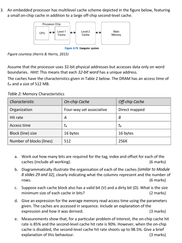 3. An embedded processor has multilevel cache scheme | Chegg.com