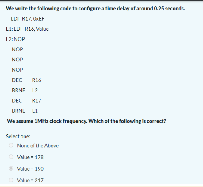 Solved We write the following code to configure a time delay | Chegg.com