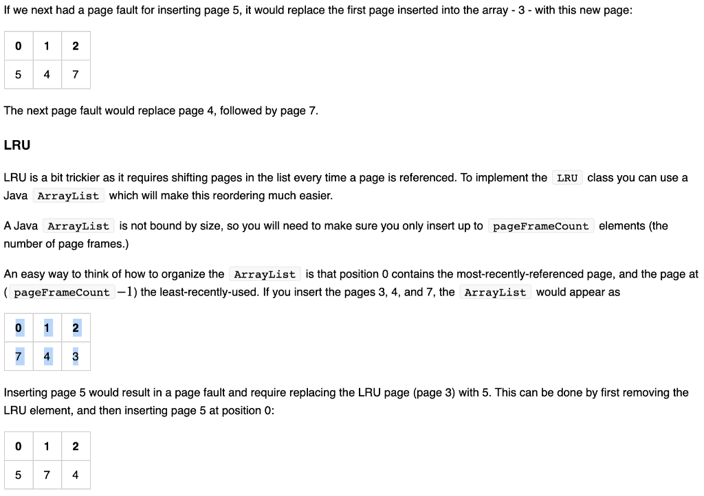 FIFO and LRU Page Replacement Algorithms This lab | Chegg.com