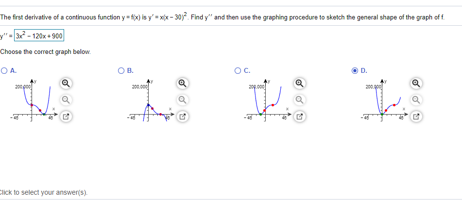 Solved The first derivative of a continuous function y=f(x) | Chegg.com