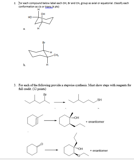 Solved 2. For each compound below label each OH, Brand CH, | Chegg.com