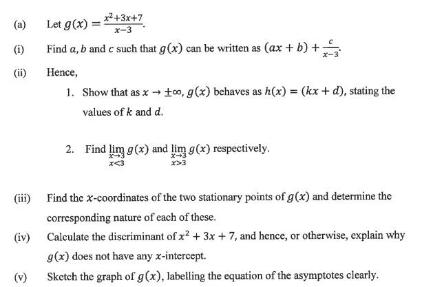 Solved (a) = (i) x-3 (ii) x2 +3x+7 Let g(x) = x-3 Find a, b | Chegg.com