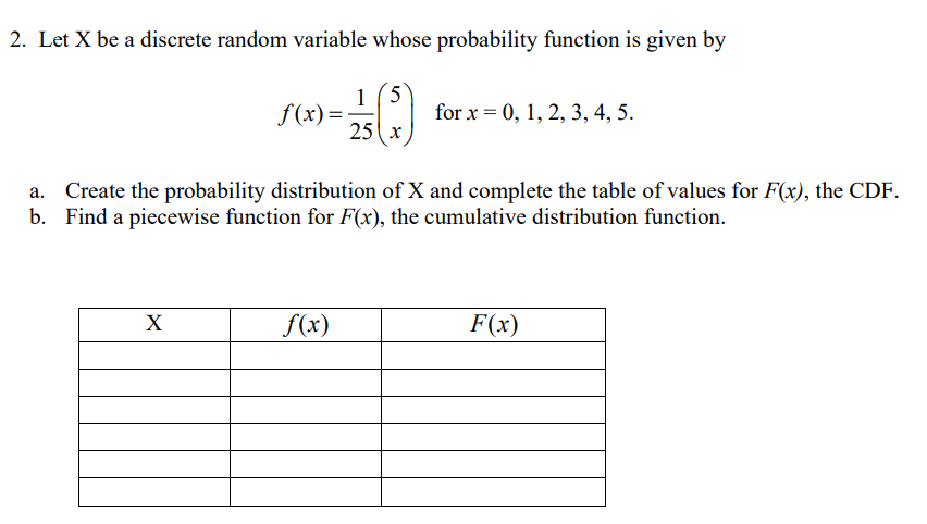 Solved 2. Let X be a discrete random variable whose | Chegg.com