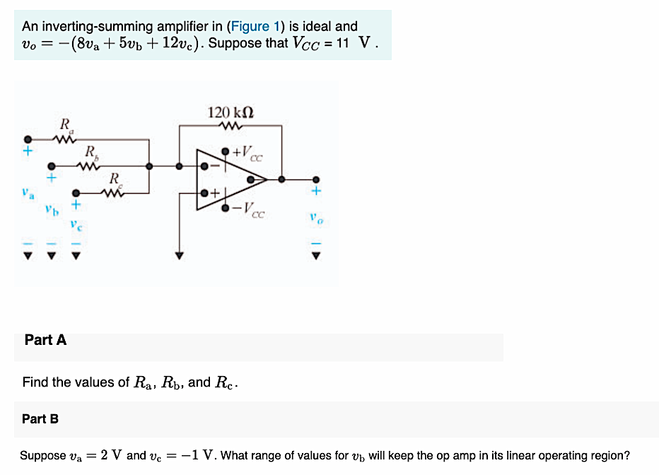 Solved An inverting-summing amplifier in (Figure 1) is ideal | Chegg.com