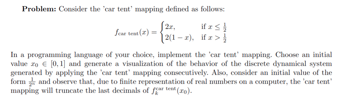 Solved Problem: Consider the 'car tent' mapping defined as | Chegg.com