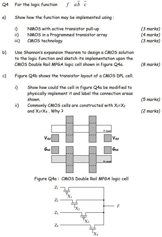 Solved Q4 For the logic function faь с a) Show how the | Chegg.com