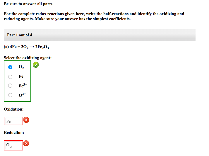 Solved Be sure to answer all parts. For the complete redox | Chegg.com