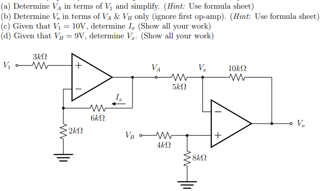 Solved (a) Determine VA in terms of V, and simplify. (Hint: | Chegg.com