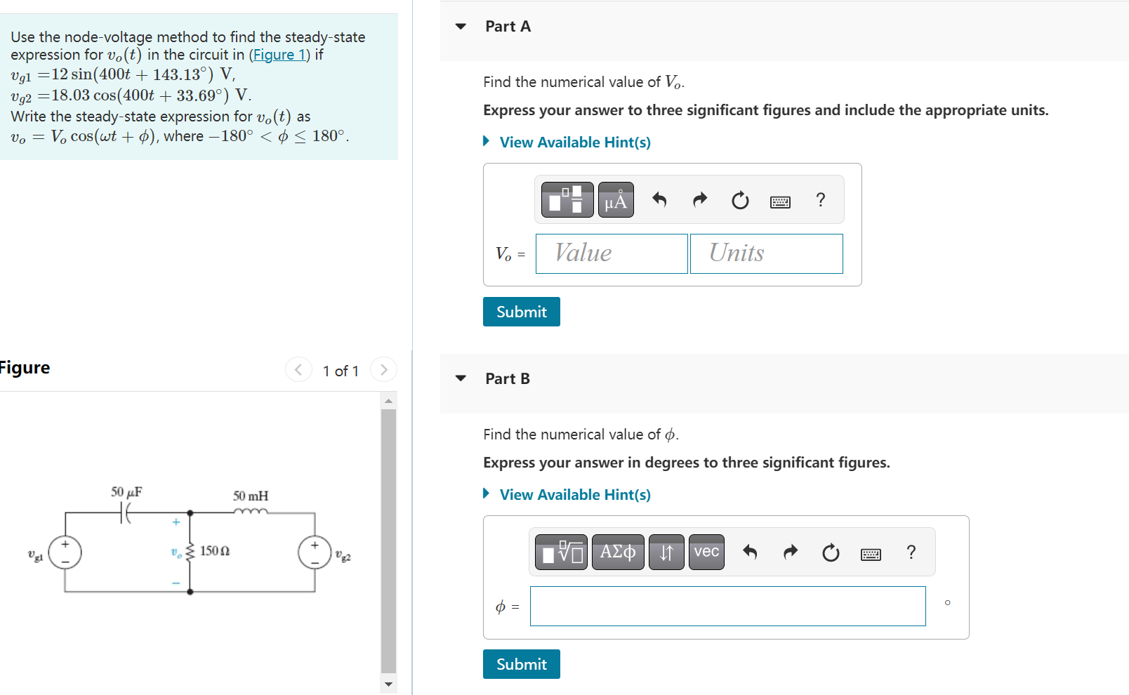Solved Use the node-voltage method to find the steady-state | Chegg.com