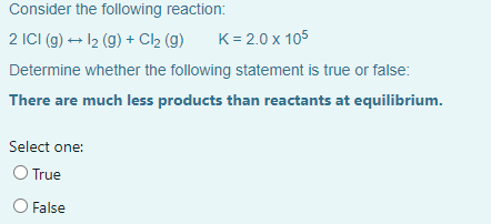 Solved Consider the following reaction: 2ICl(g)↔I2( g)+Cl2( | Chegg.com