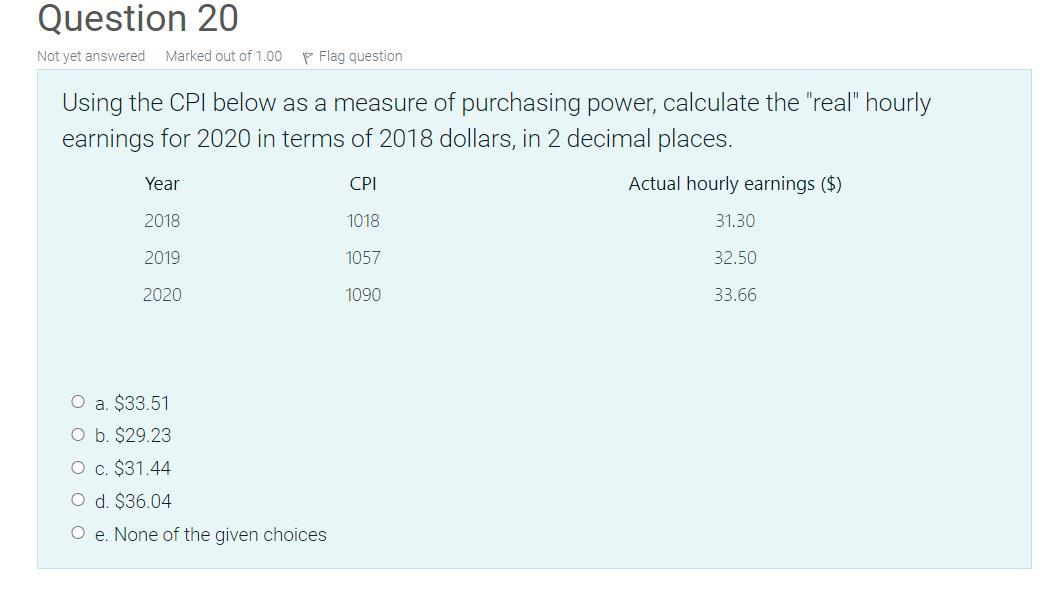 Solved Using the CPI below as a measure of purchasing power, | Chegg.com