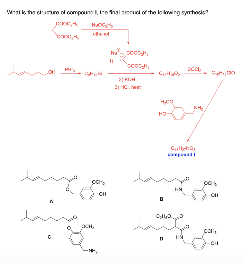 Solved What is the structure of compound I, the final | Chegg.com
