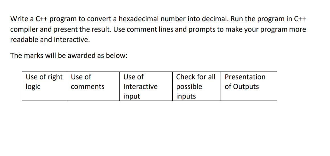 Solved Write a C++ program to convert a hexadecimal number | Chegg.com