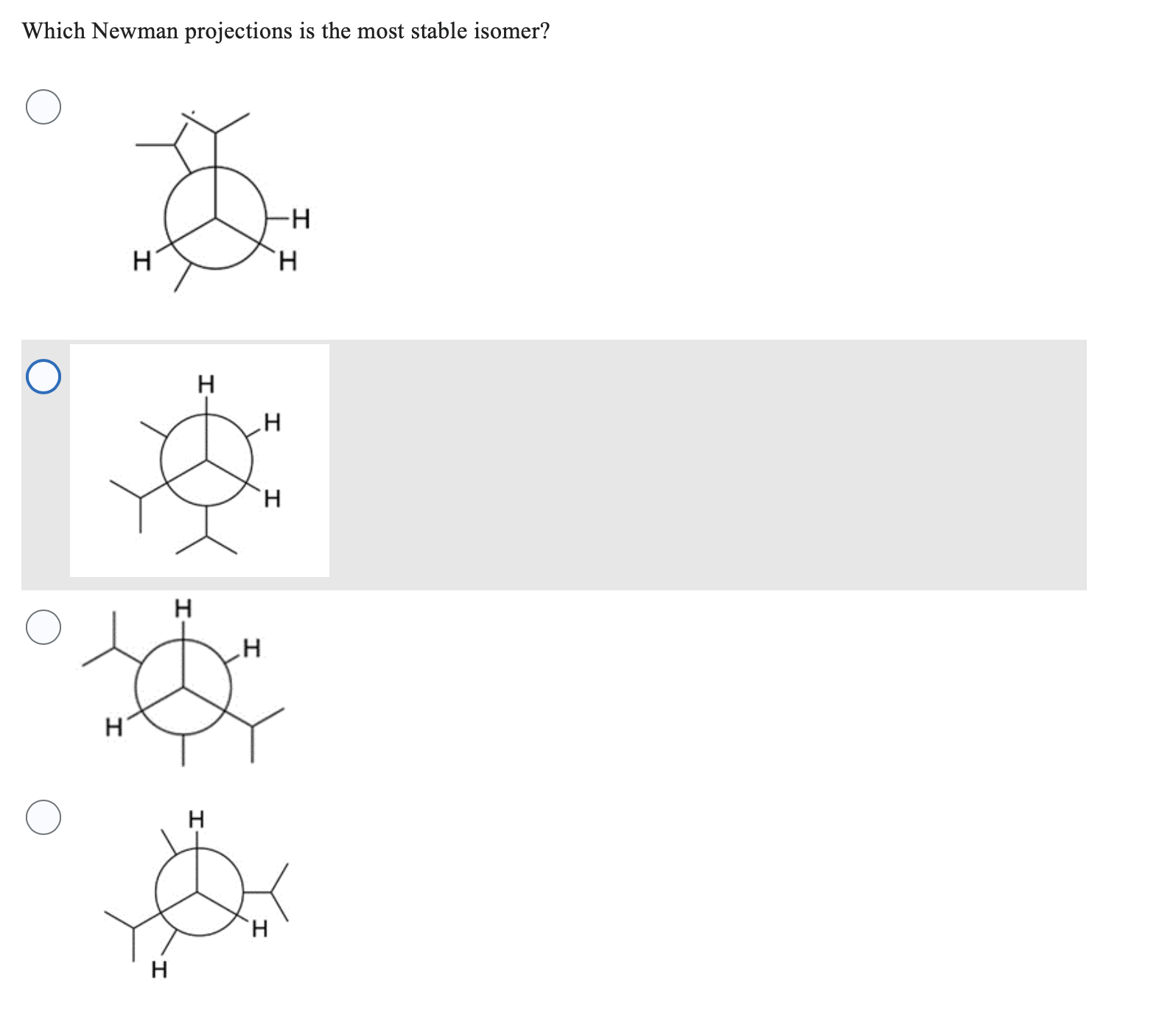 Solved Which Newman projections is the most stable isomer? | Chegg.com