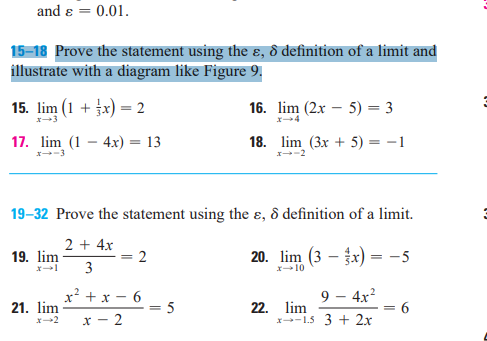 Solved and ε=0.01. 15-18 Prove the statement using the ε,δ | Chegg.com