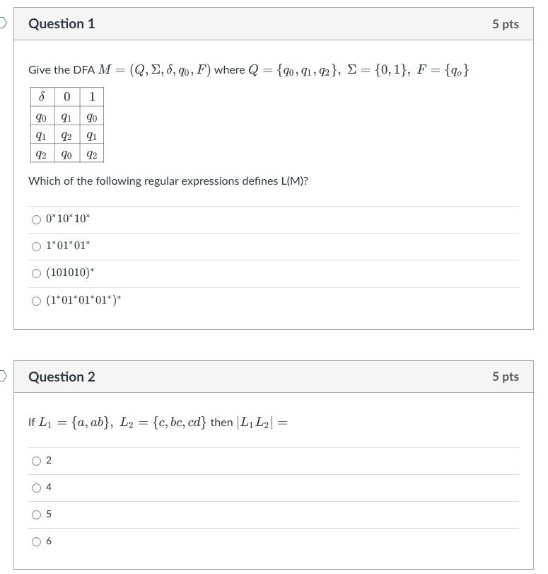 Solved Give the DFA M=(Q,Σ,δ,q0,F) where | Chegg.com