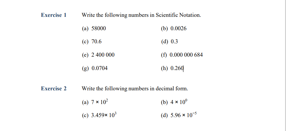 Solved Write the following numbers in Scientific Notation. | Chegg.com