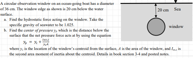 Solved A circular observation window on an ocean-going boat | Chegg.com
