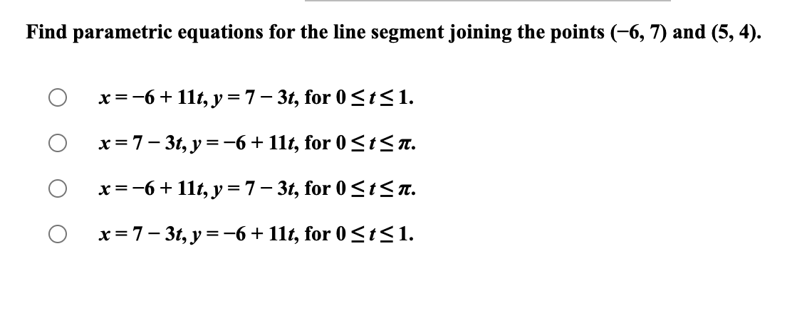 Solved Find Parametric Equations For The Line Segment