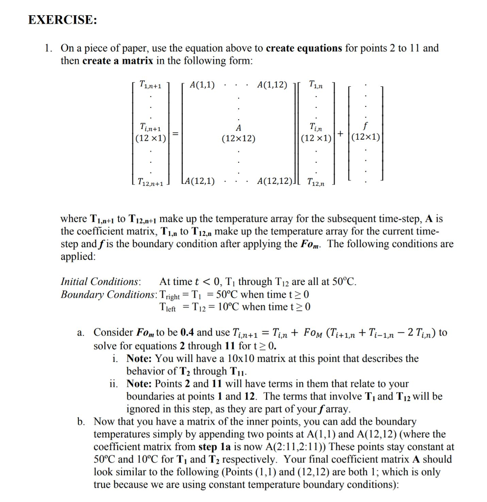 1-D Heat Conduction Finite Difference Method using | Chegg.com