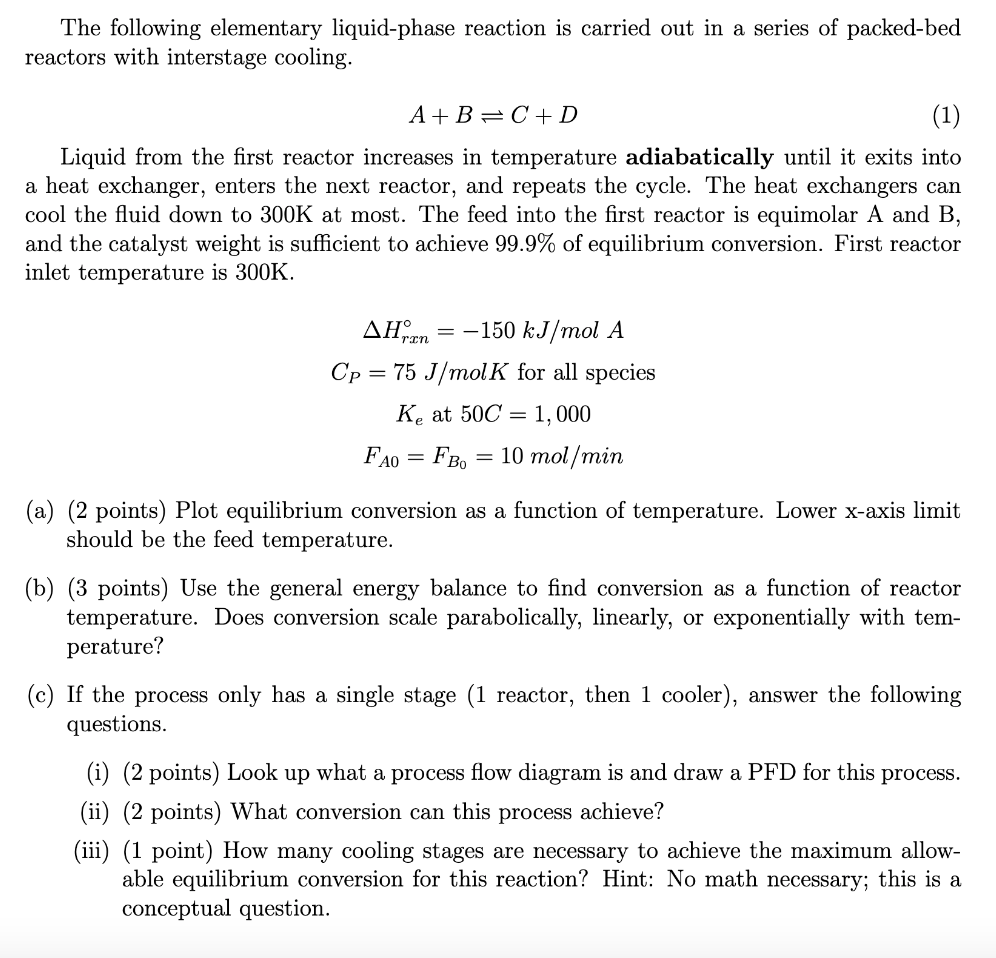 Solved The following elementary liquid-phase reaction is | Chegg.com