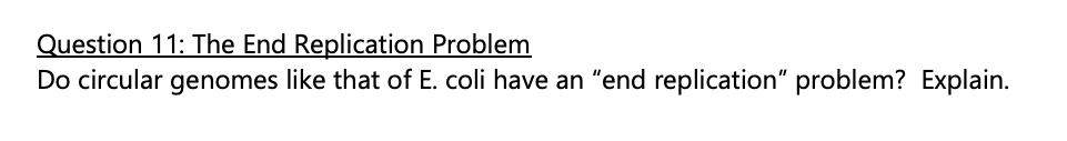 Solved Question 11: The End Replication Problem Do circular | Chegg.com