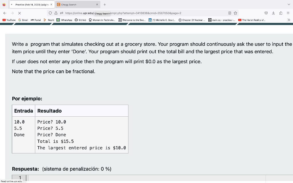 Solved Write A Program That Simulates Checking Out At A