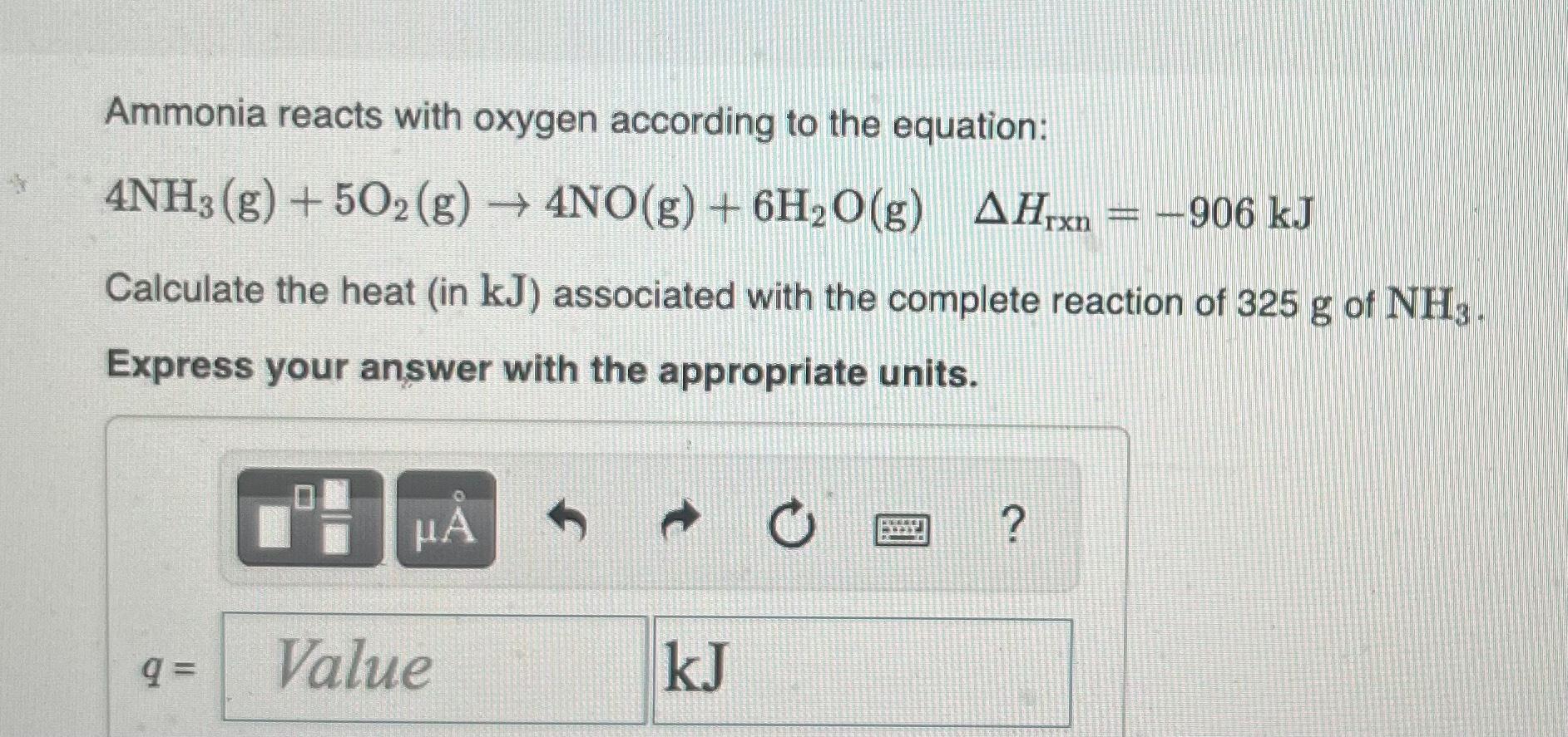 Solved Ammonia reacts with oxygen according to the equation: | Chegg.com