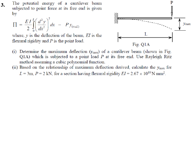 Solved P 3. The potential energy of a cantilever beam | Chegg.com