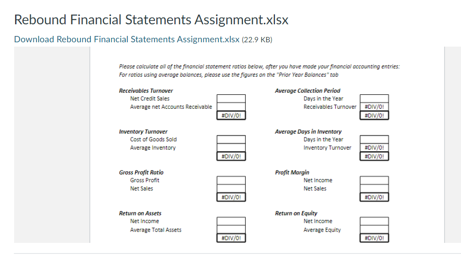Rebound Financial Statements Assignment.xlsx Download | Chegg.com