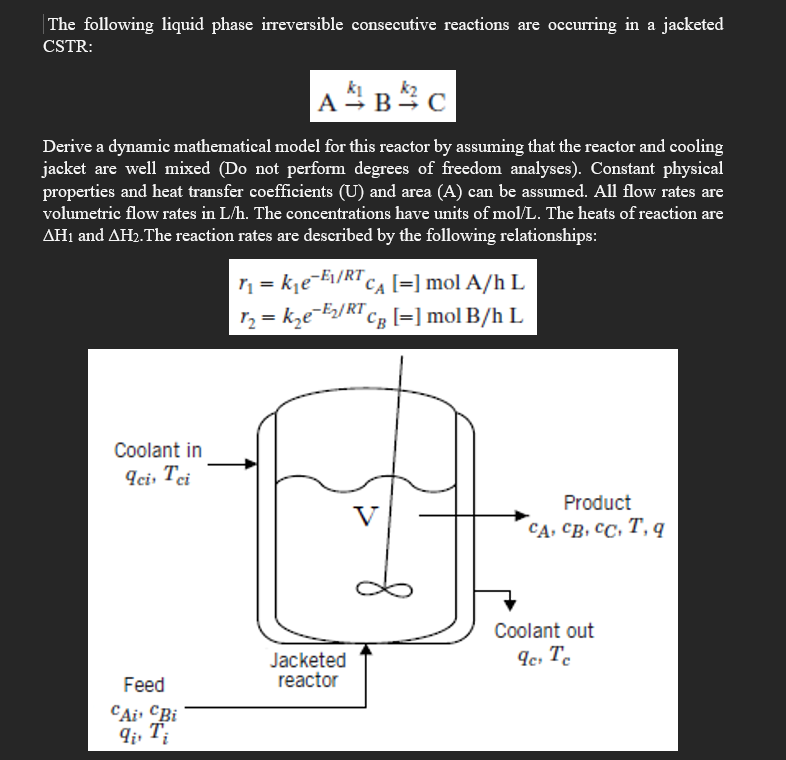 Solved The following liquid phase irreversible consecutive | Chegg.com