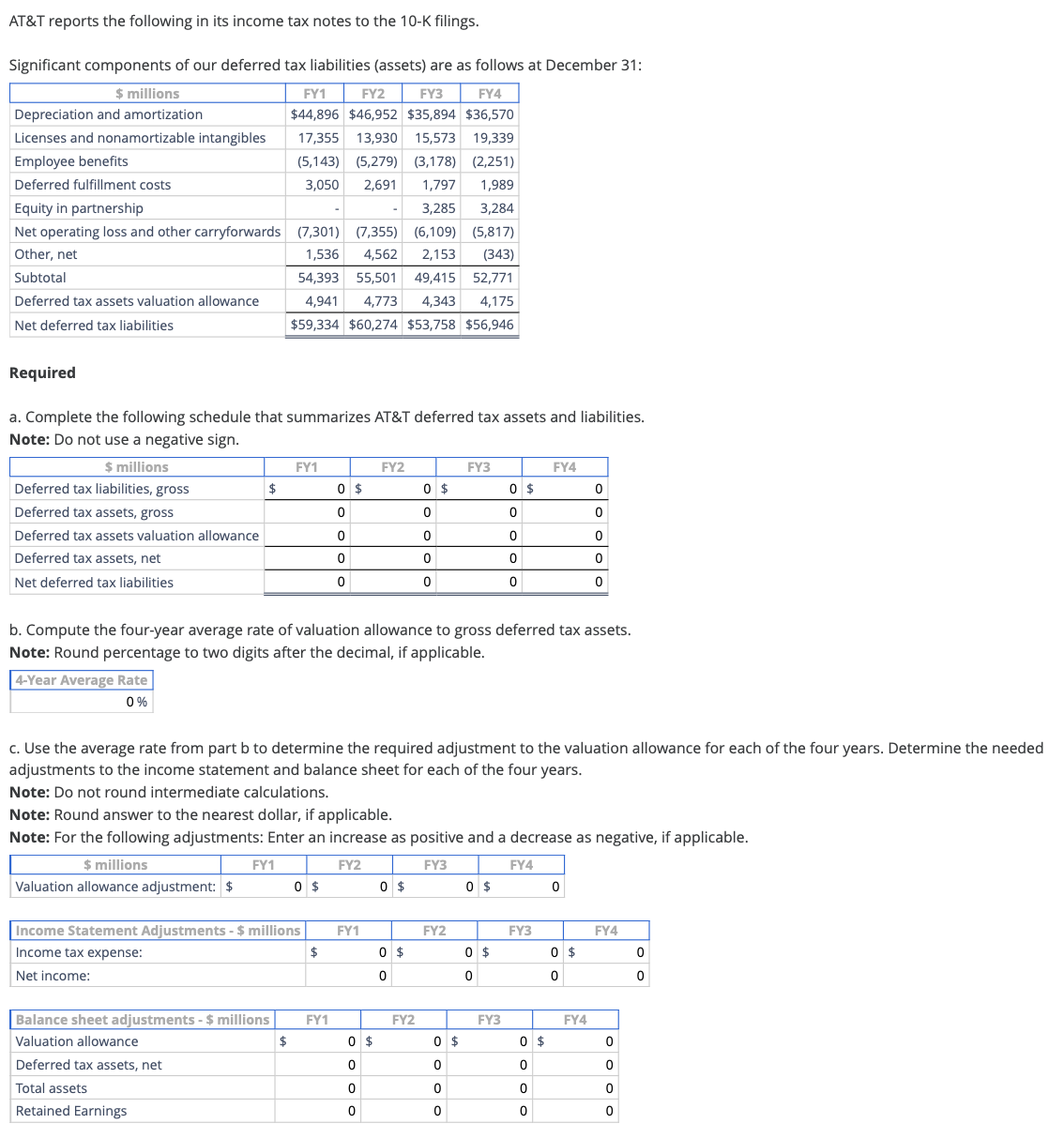 Solved by an EXPERT AT\&T reports the following in its income tax notes ...