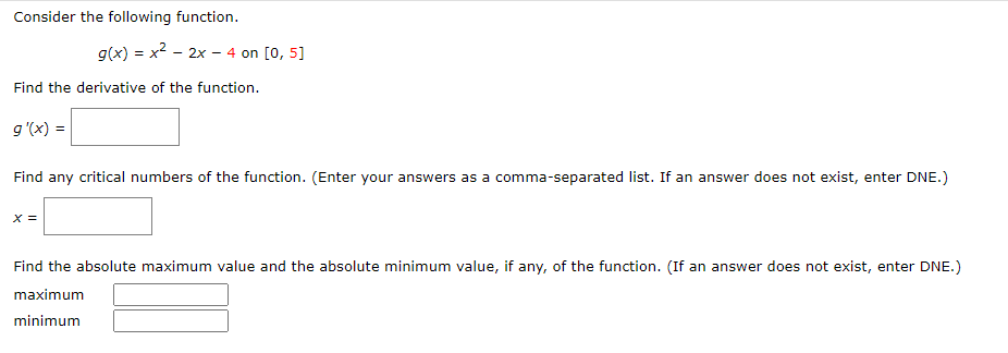 Solved Consider the following function. g(x) = x2 – 2x – 4 | Chegg.com