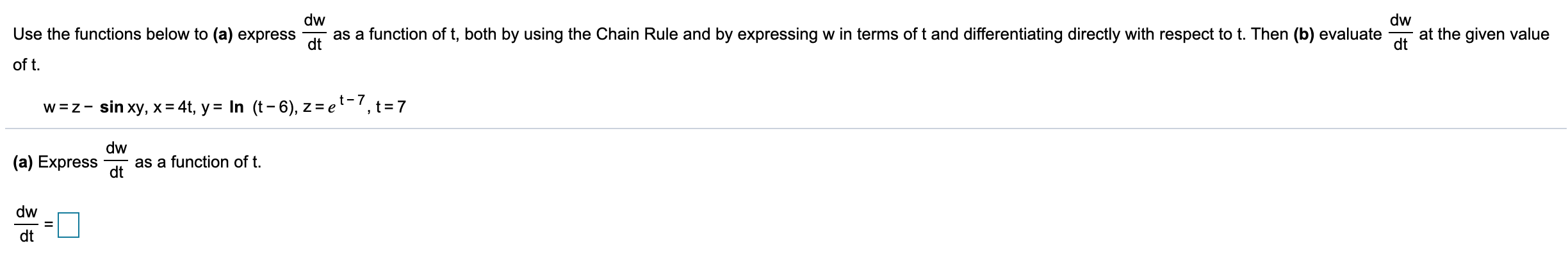 Solved dw dw Use the functions below to (a) express as a | Chegg.com