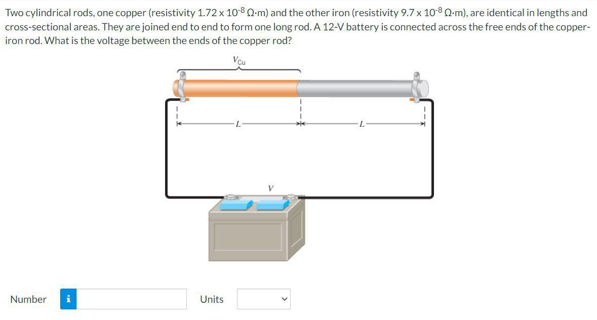 Solved Two cylindrical rods, one copper (resistivity | Chegg.com