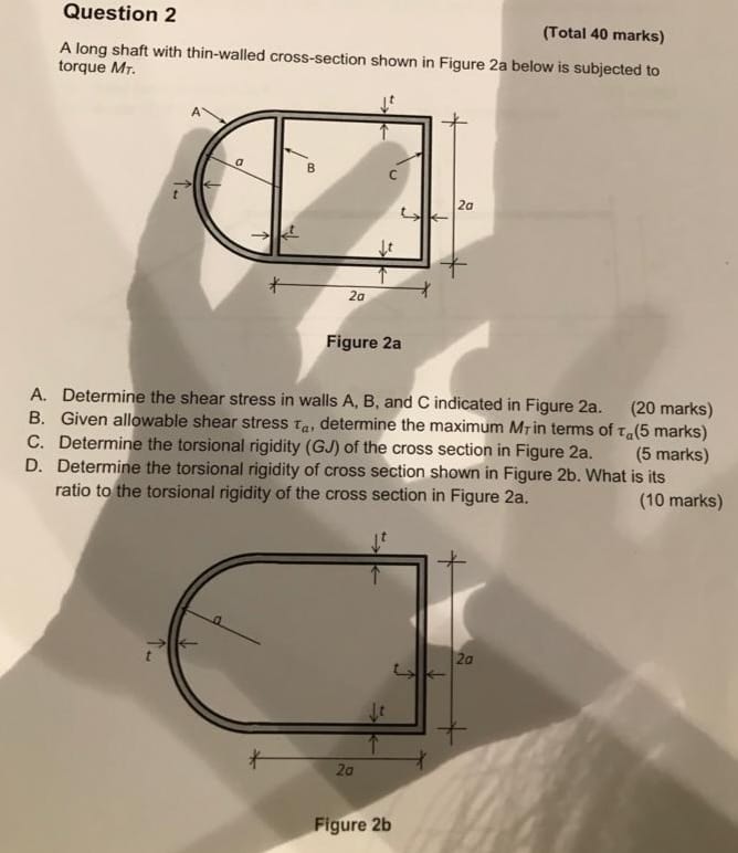 A long shaft with thin-walled cross-section shown in | Chegg.com