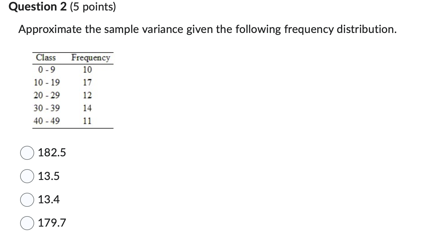 Solved Approximate the sample variance given the following | Chegg.com