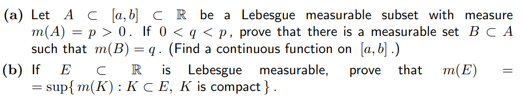 Solved A Let A⊂[a B]⊂r Be A Lebesgue Measurable Subset