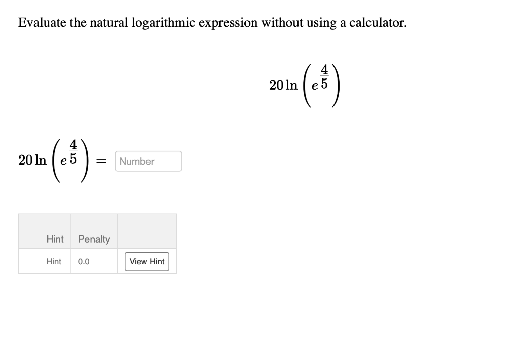 Solved Evaluate the natural logarithmic expression without | Chegg.com