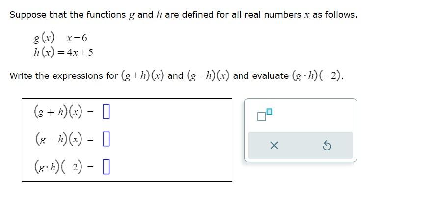 Solved Suppose that the functions g and h are defined for | Chegg.com
