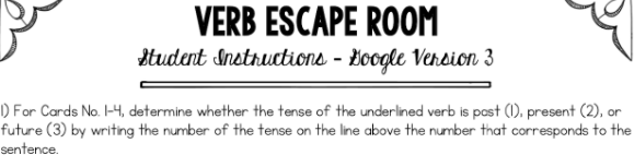 Solved VERB ESCAPE ROOM Student Instructions - Doogle | Chegg.com