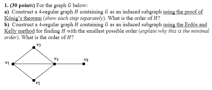 Solved 1. ( 30 ﻿points) ﻿For the graph \( ﻿G \) ﻿below:a) | Chegg.com