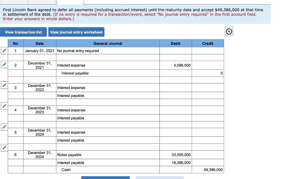 Solved First Lincoln Bank agreed to defer all payments | Chegg.com