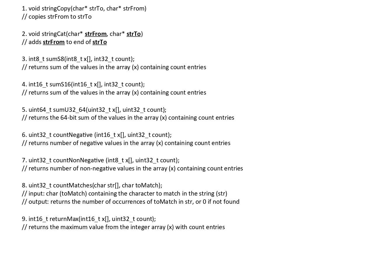 1. void string Copy(char* strto, char* strFrom) // | Chegg.com