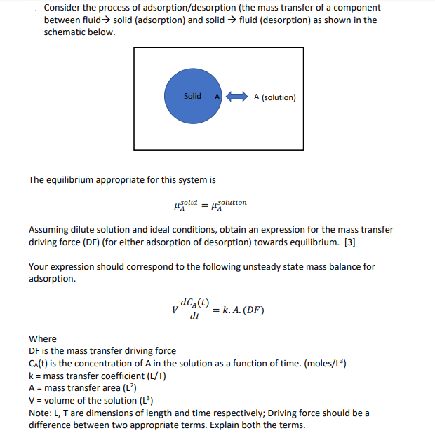 Solved Consider the process of adsorption/desorption (the | Chegg.com
