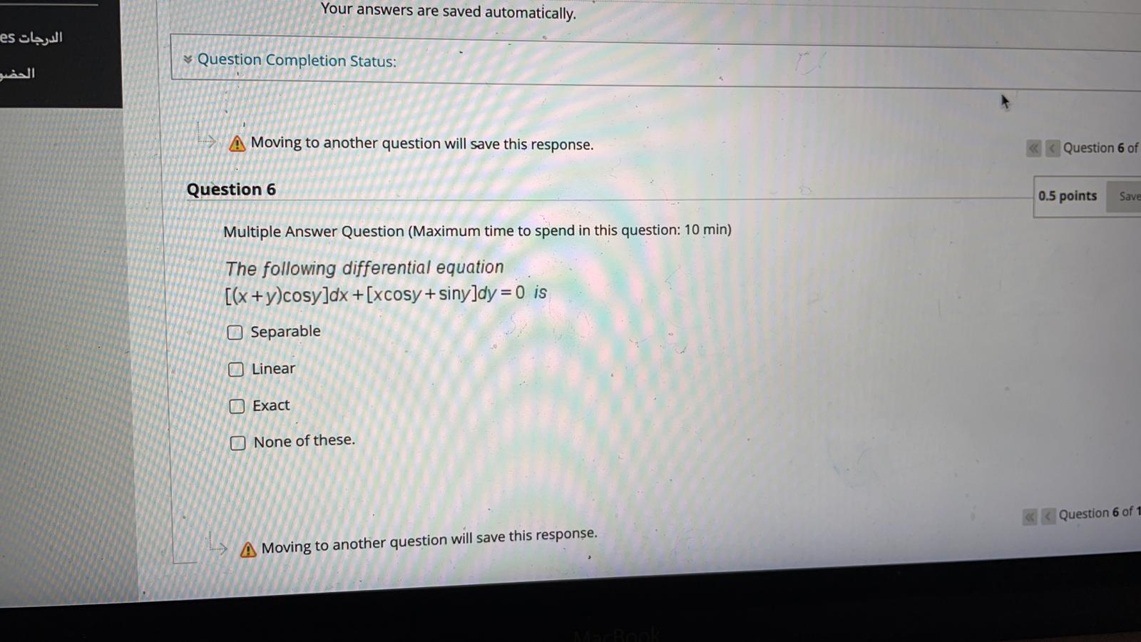 Solved Your answers are saved automatically. الدرجات es * | Chegg.com