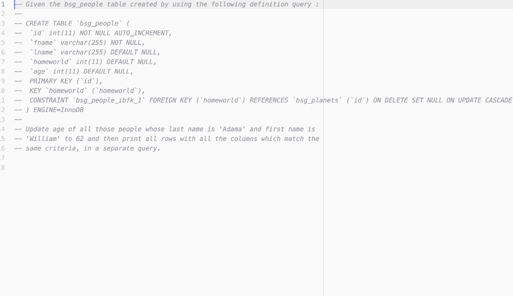 Solved Update age of all those people whose last name is | Chegg.com