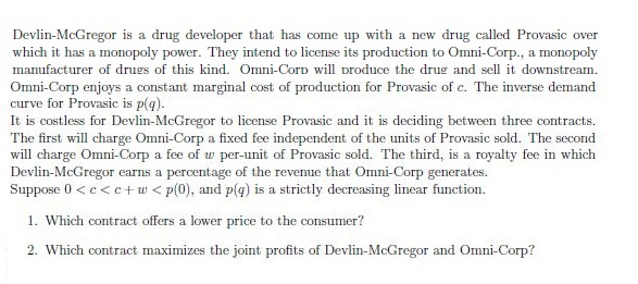 Solved Devlin-McGregor is a drug developer that has come up | Chegg.com