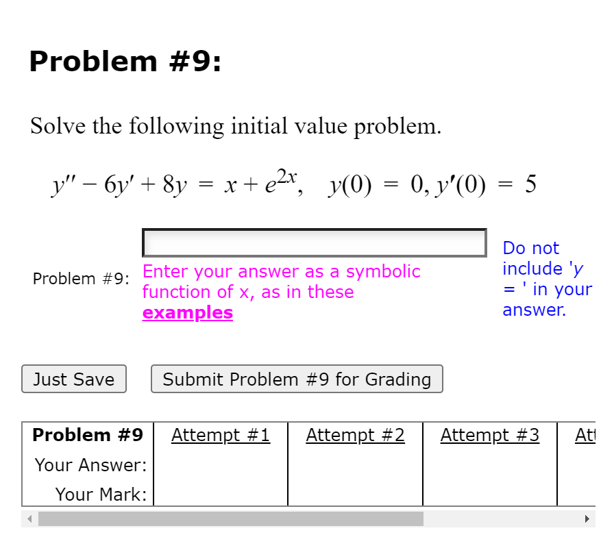 Solved Solve the following initial value problem. | Chegg.com